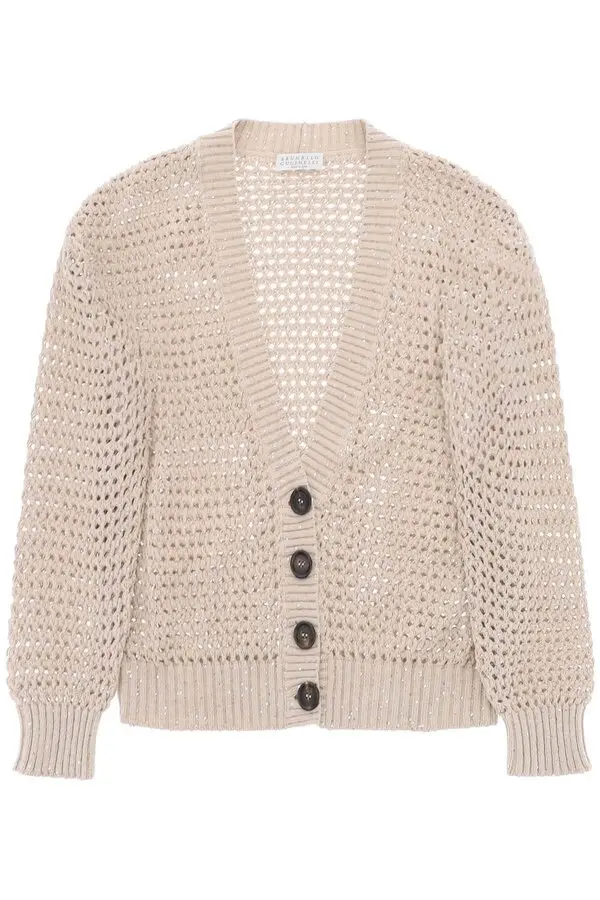 Brunello Cucinelli Knit Cardigan With A Mesh Design