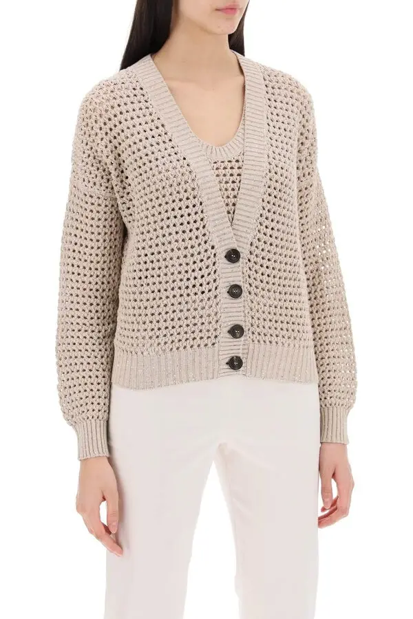 Brunello Cucinelli Knit Cardigan With A Mesh Design
