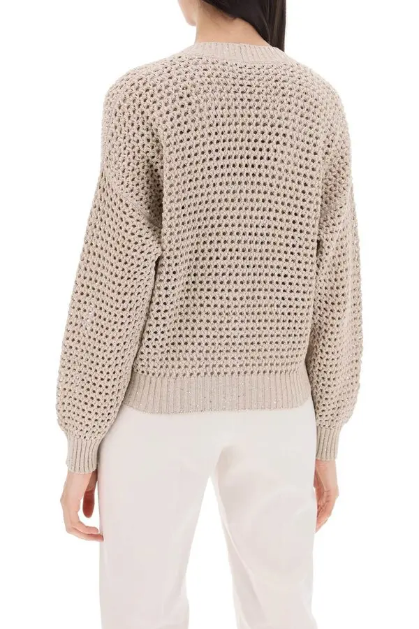 Brunello Cucinelli Knit Cardigan With A Mesh Design