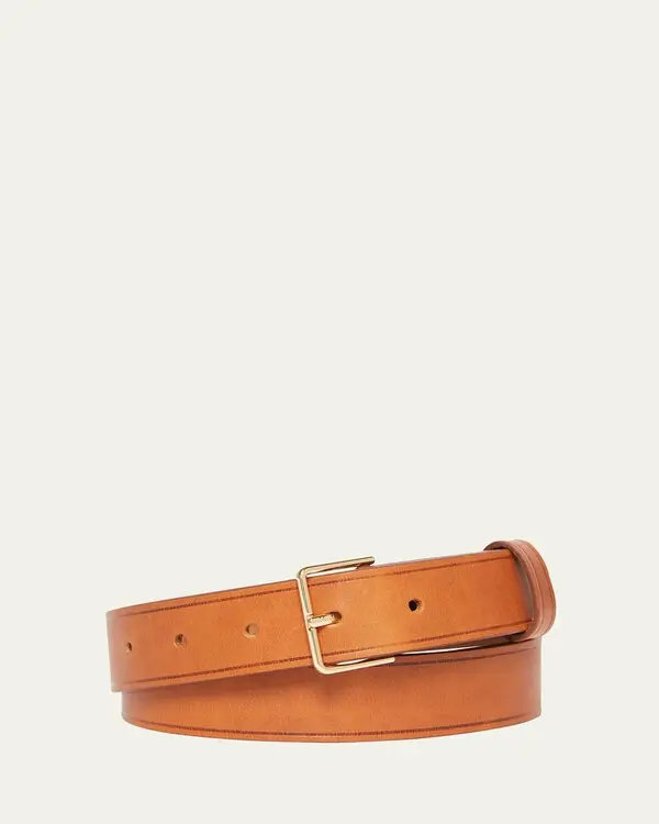 Max Mara Wavenlea Leather Belt - Tobacco