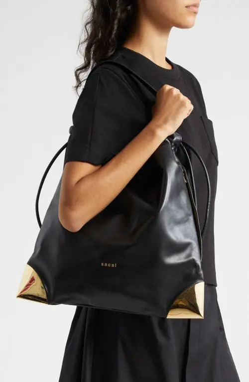 Sacai Corner Metal Drawstring Bag - Black | Editorialist