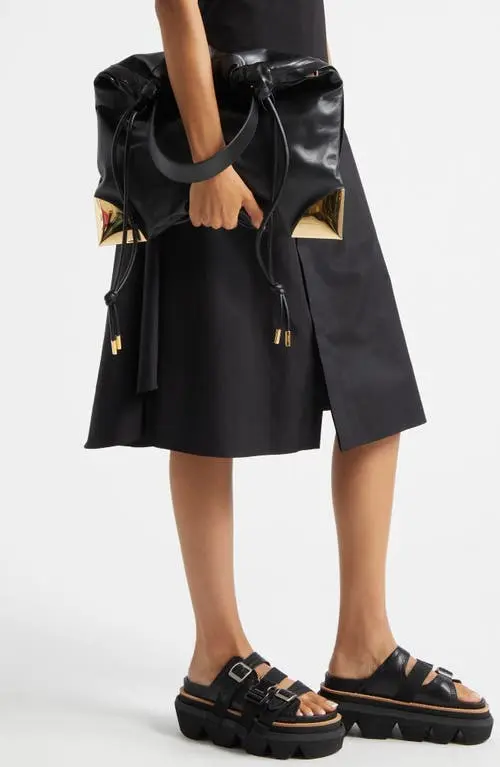 Sacai Corner Metal Drawstring Bag - Black | Editorialist