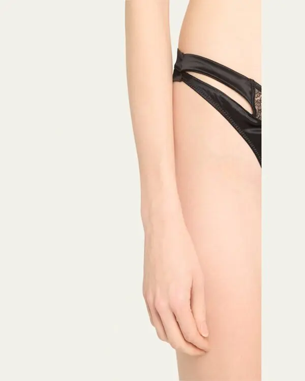 LIVY Grenelle Cutout Lace & Satin Tanga