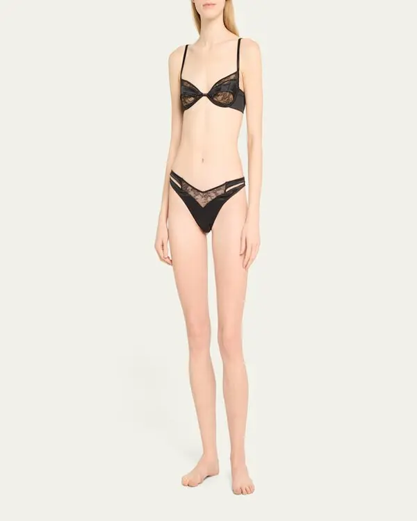 LIVY Grenelle Cutout Lace & Satin Tanga