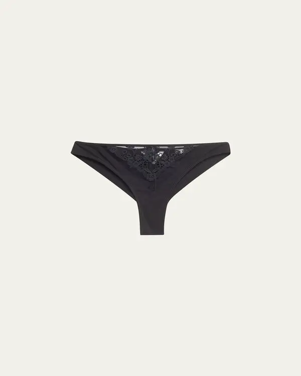 LIVY Merri Embroidered Mesh Microfiber Tanga - Black