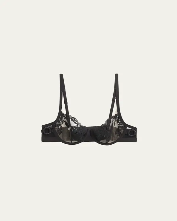 LIVY Merri Embroidered Balconette Bra - Black