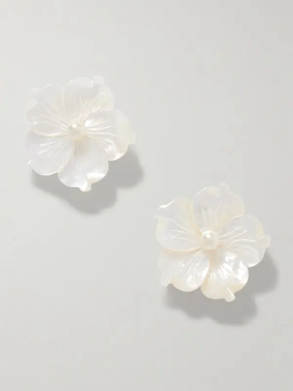 JENNIFER BEHR Zia Mother-of-pearl Earrings - White