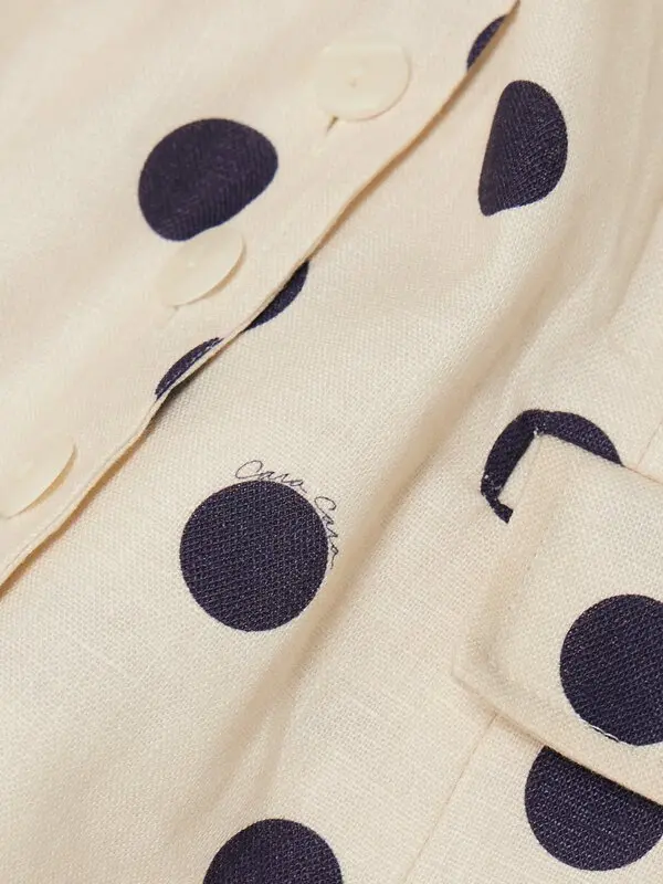 Cara Cara Prescott Polka-dot Linen Halterneck Top