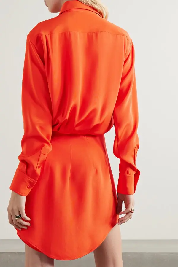 orange silk shirt dress Marina Rinaldi | Woman - Silk Habotai shirt dress - Amber