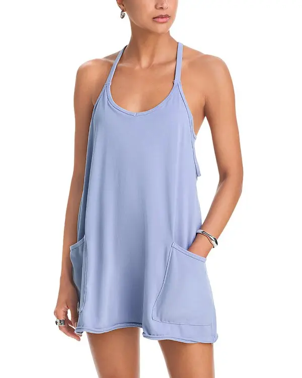Free People Hot Shot Mini Romper - Blue Ash