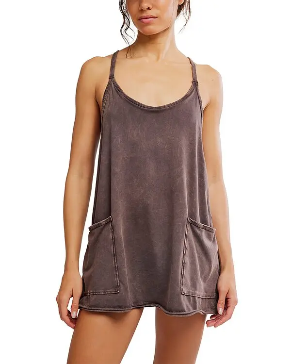 Free People Hot Shot Mini Romper - Chocolate