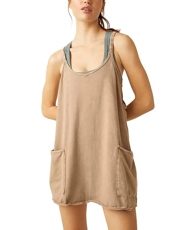 Free People Hot Shot Mini Romper - Mocha Latte