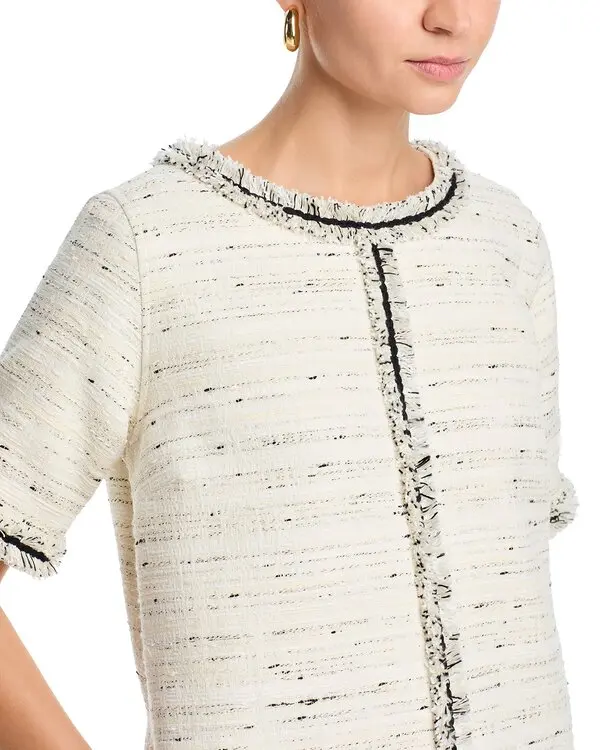 Caroline Rose Talia Fringe Trim Dress - Ivory/black