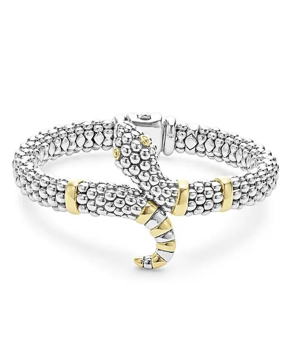 Lagos 18k Yellow Gold & Sterling Silver Snake Bracelet - Silver/gold
