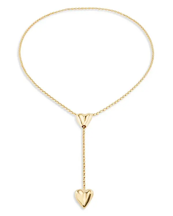 UNODE50 Double Heart Y Necklace - Gold