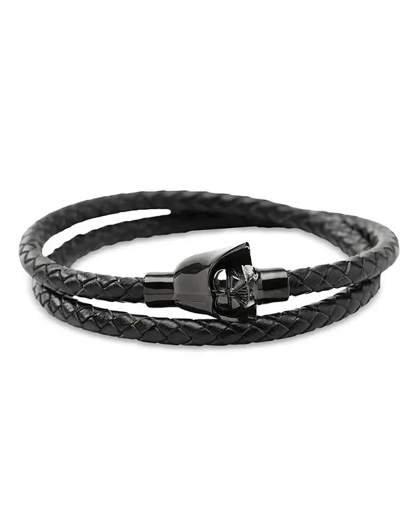 CUFFLINKS, INC. Darth Vader Helmet Double Wrap Leather Bracelet - Black