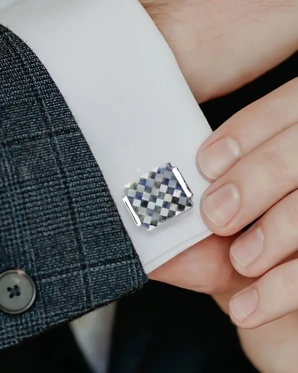 CUFFLINKS, INC. Floating Mother Of Pearl Checkered Square