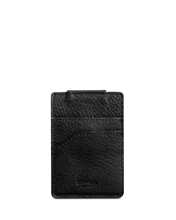 Shinola Signature Leather Magnetic Money Clip Card Case - Black