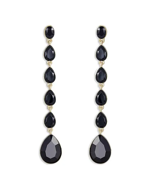 Ettika Crystallized Linear Drop Earrings - Black/gold