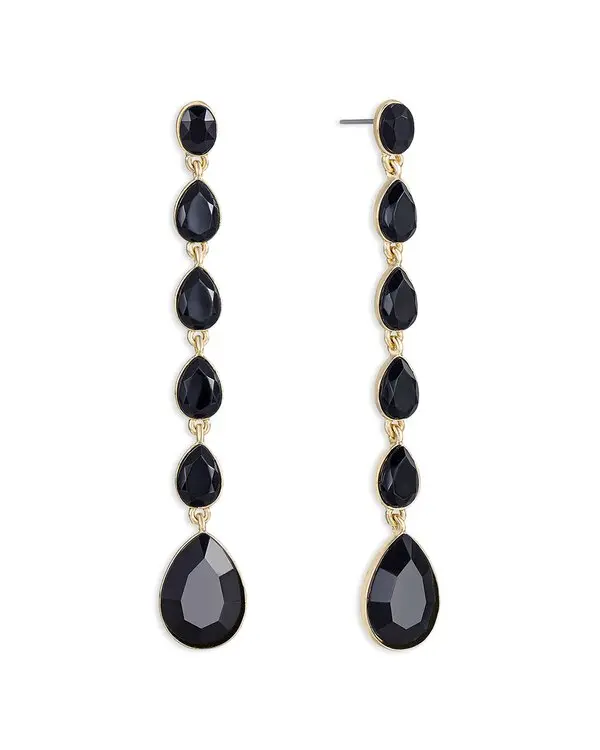 Ettika Crystallized Linear Drop Earrings - Black/gold