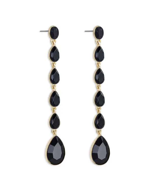Ettika Crystallized Linear Drop Earrings - Black/gold