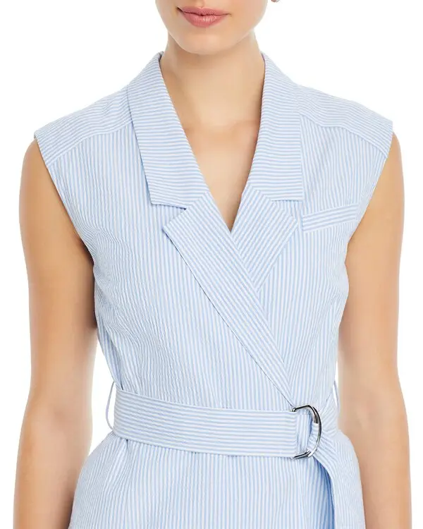 Hugo Boss Striped Seersucker Wrap Dress
