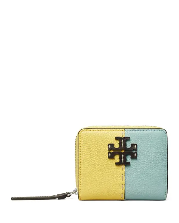 Tory Burch Mcgraw Pebbled Colorblock Leather Bifold Wallet