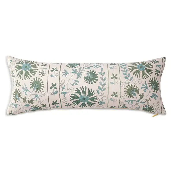 ST. FRANK Ribbon Suzani Decorative Pillow, 15l X 40w - Sage