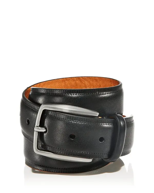 Bloomingdale'S Brushed Nickel Buckle Italian Leather Belt Exclusive - Black