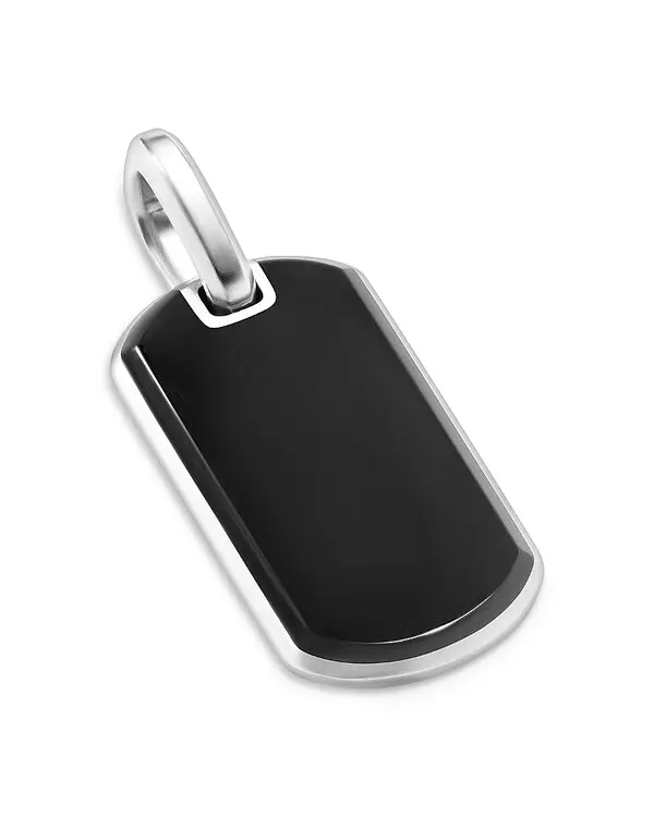 David Yurman Chevron Tag With Black Onyx 27mm - Black/silver