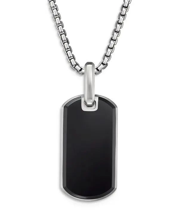 David Yurman Chevron Tag With Black Onyx 27mm - Black/silver