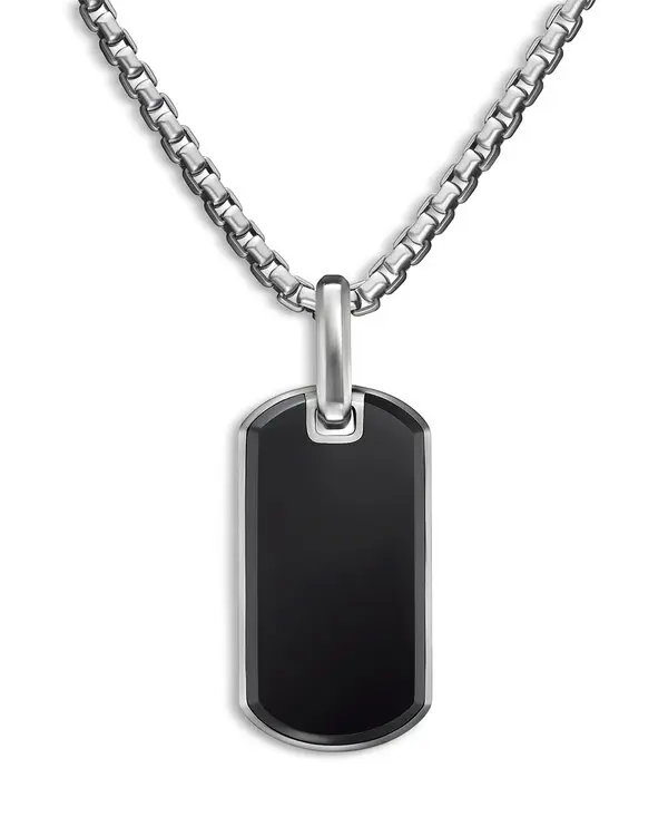 David Yurman Chevron Tag With Black Onyx 27mm - Black/silver