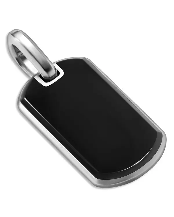 David Yurman Chevron Tag With Black Onyx 27mm - Black/silver
