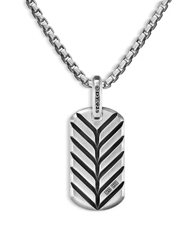 David Yurman Chevron Tag With Black Onyx 27mm - Black/silver