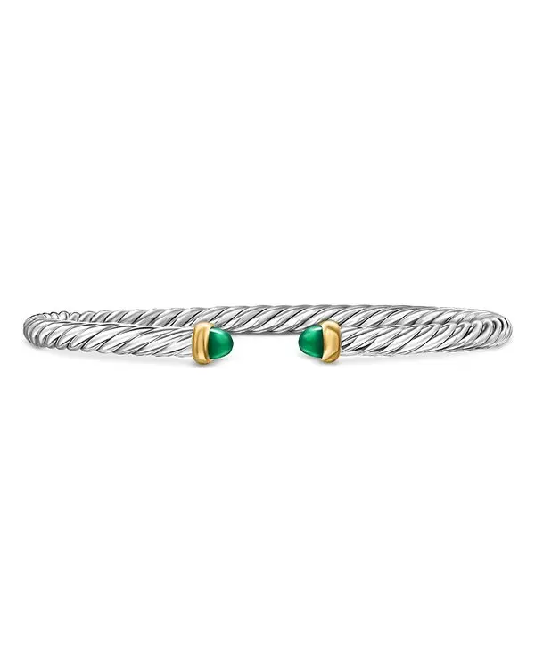 David Yurman Cable Flex Bracelet With Green Onyx - Green Onyx/silver