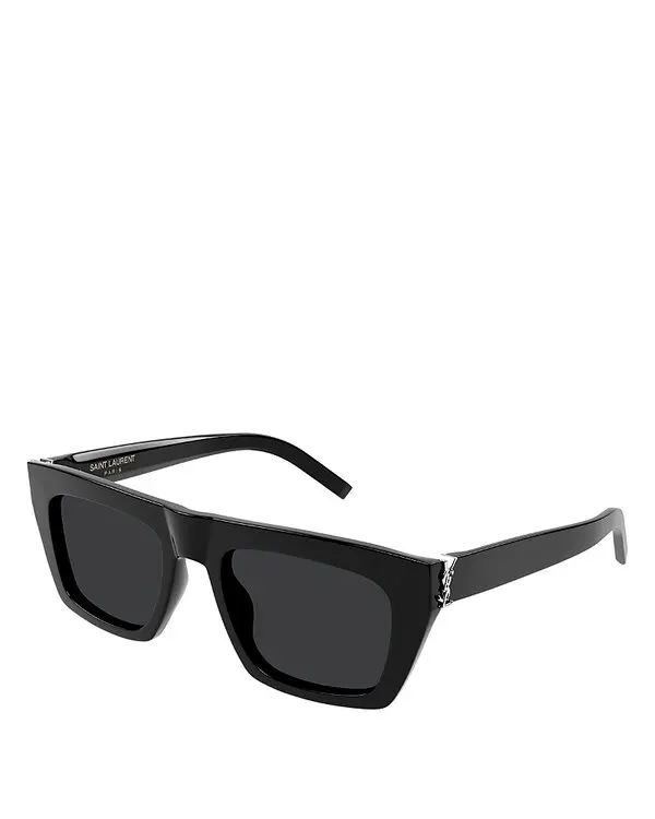 Saint Laurent Monogram Hinge Rectangular Sunglasses, 52mm - Black/gray Solid