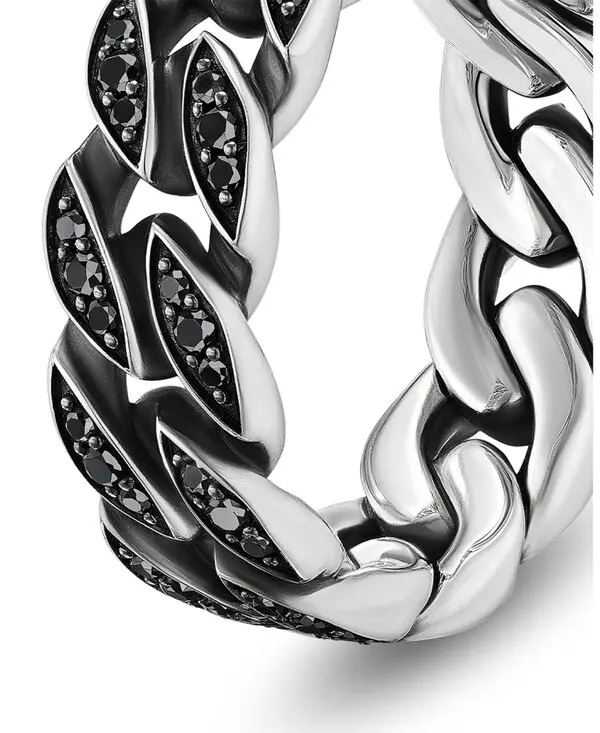David Yurman Curb Chain Band Ring With Diamonds