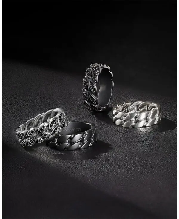 David Yurman Curb Chain Band Ring With Diamonds