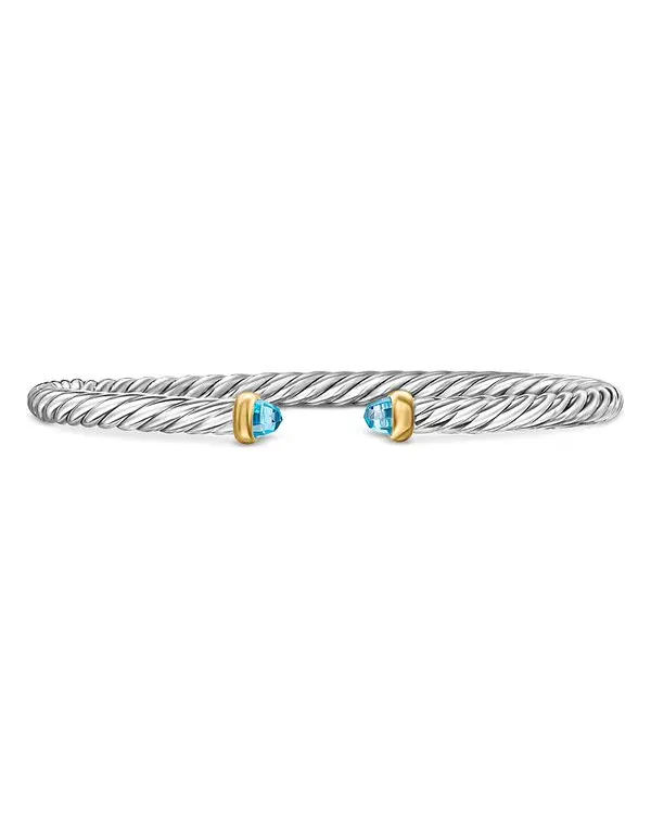David Yurman Cable Flex Bracelet With Blue Topaz - Blue Topaz/silver