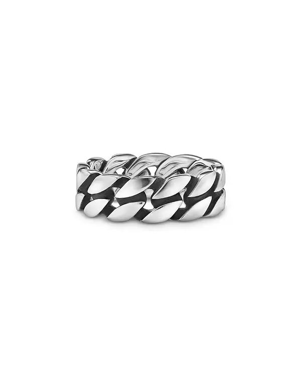 David Yurman Curb Chain Sterling Band Ring - Silver
