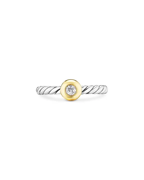 David Yurman Petite Cable Flex Ring With Diamond, 2.8mm - Silver