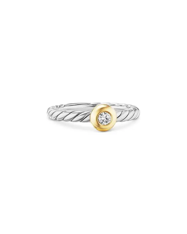 David Yurman Petite Cable Flex Ring With Diamond, 2.8mm - Silver