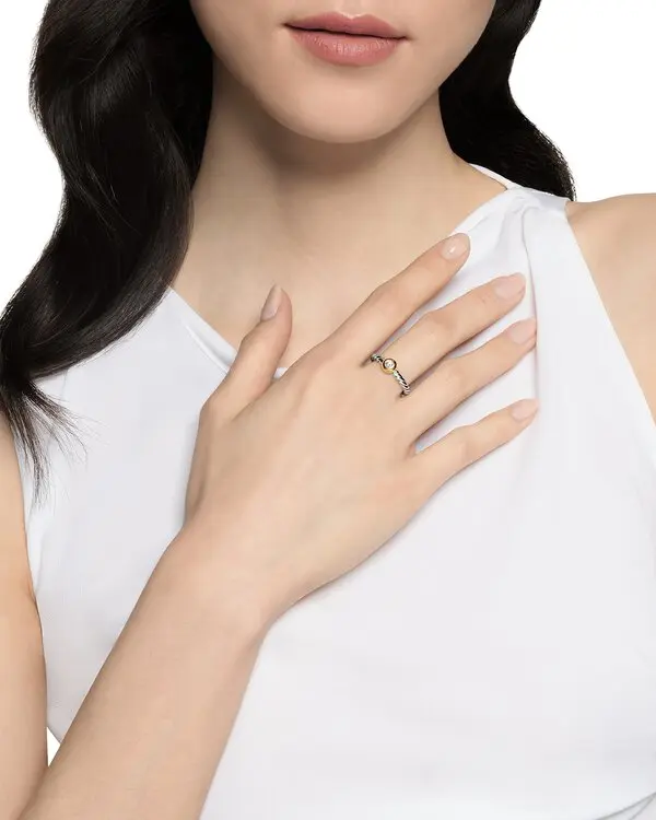 David Yurman Petite Cable Flex Ring With Diamond, 2.8mm - Silver