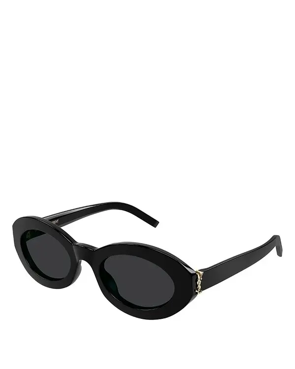 Saint Laurent Monogram Hinge Oval Sunglasses, 52mm - Black/gray Solid