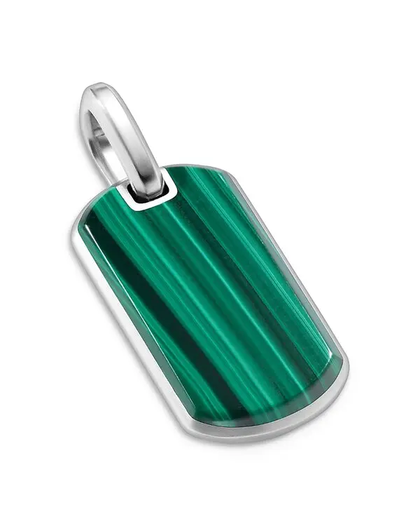 David Yurman Chevron Sterling Silver Tag With Gemstone - Malachite