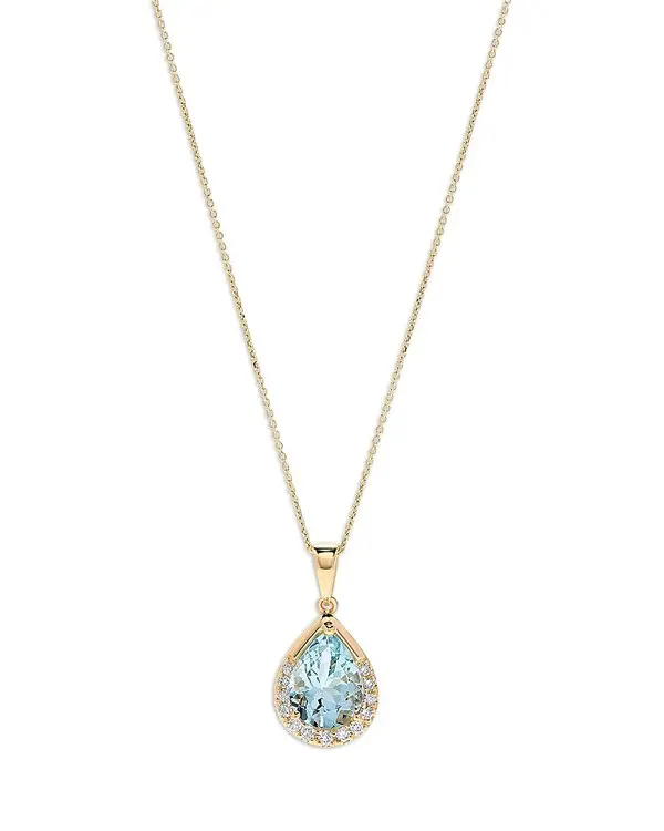 Bloomingdale'S Aquamarine And Diamond Pendant Necklace - Blue/gold