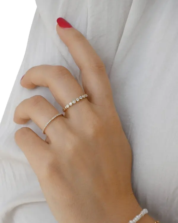 Ef Collection 14k Yellow Eternity Stack Ring With Diamonds - Gold