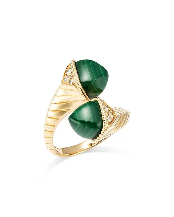 Bloomingdale'S 14k Yellow Gold Malachite & Diamond Ring - Green/gold
