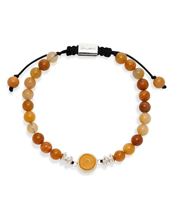 JAN LESLIE Jade & Sterling Silver Medallion Bracelet - Yellow