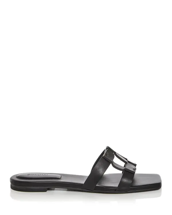 Simkhai Monogram Slide Sandals - Black